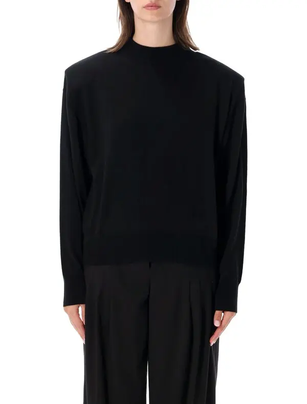THE FRANKIE SHOP Wool-blend High Neck Sweater With Detachable Padded Shoulders - Nero