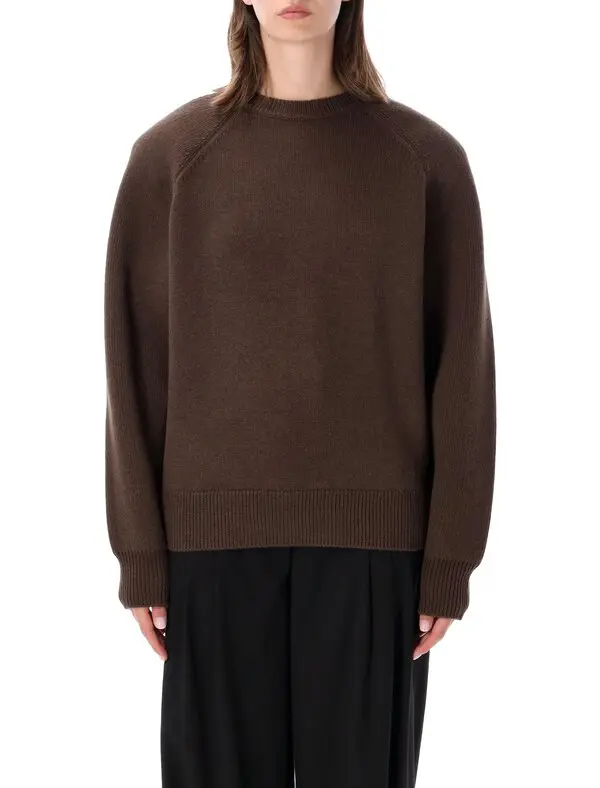 THE FRANKIE SHOP Raglan Sleeve Crewneck Sweater - Marrone
