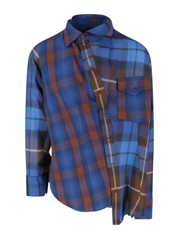 VIVIENNE WESTWOOD Asymmetric Plaid Long Sleeve Button-up Shirt