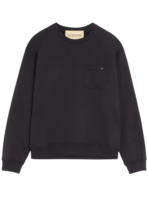 Valentino Garavani Crewneck Sweatshirt With Chest Pocket - Black