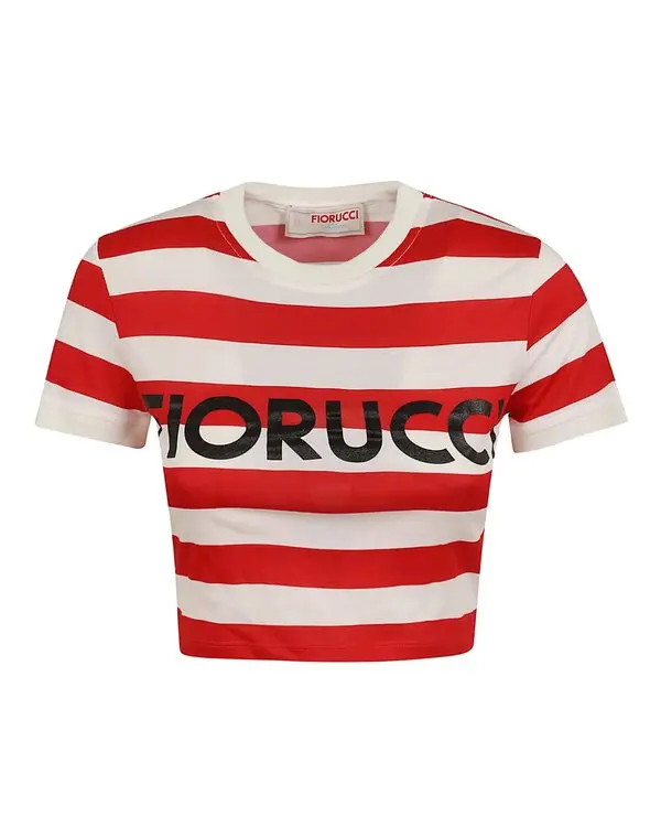 Fiorucci Graphic Striped Crop T-shirt