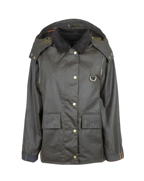 Barbour Waxed Cotton Hooded Field Jacket - Olive/classic