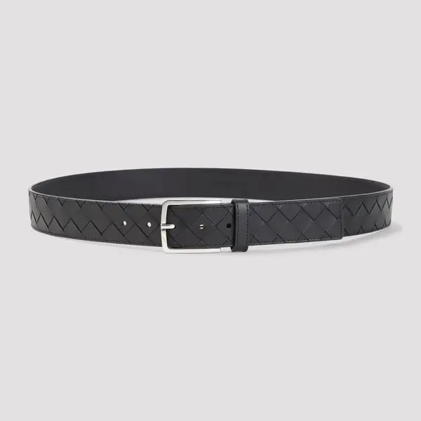 Bottega Veneta Intrecciato Leather Belt - Black
