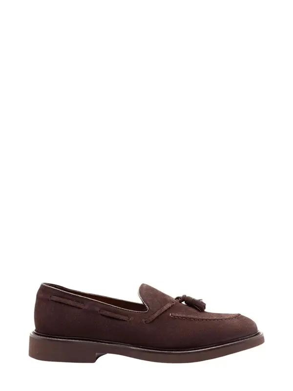 DOUCAL'S Calf Suede Flat Shoes With Tassel Detail - Brown