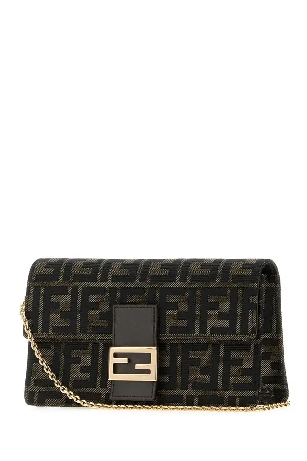 Fendi Embroidered Jacquard Tube Wallet