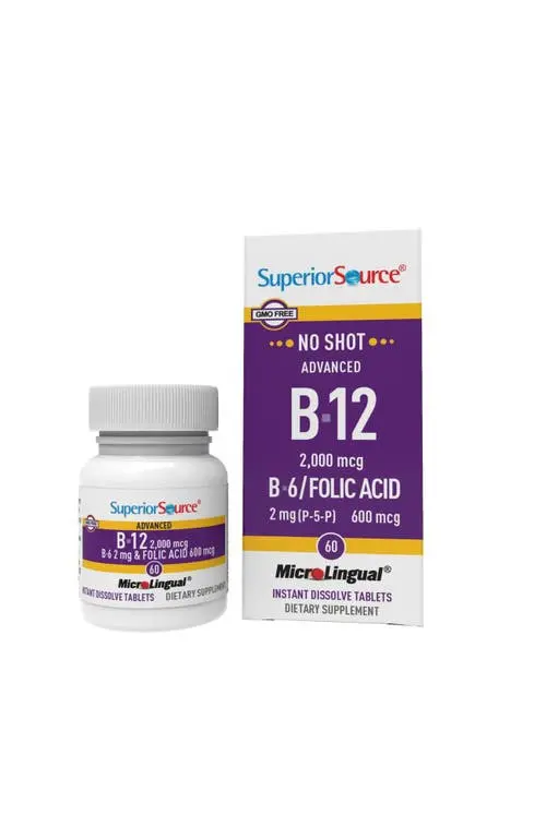 SUPERIOR SOURCE Advanced B-12 B-6 Folic Acid Sublingual Dissolving Tablets