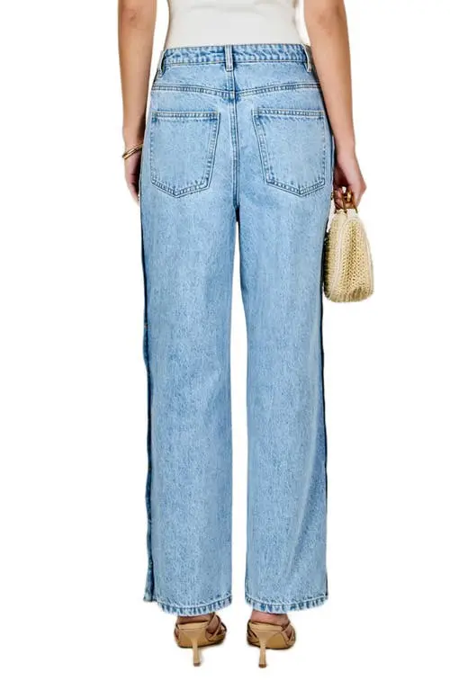 Endless Rose Side Button Straight Leg Jeans