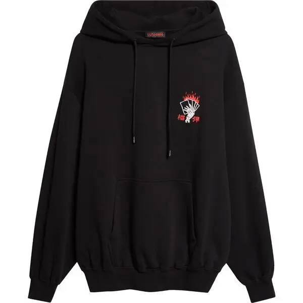 LU'U DAN Black Graphic Hoodie