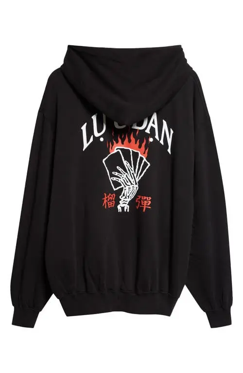LU'U DAN Black Graphic Hoodie