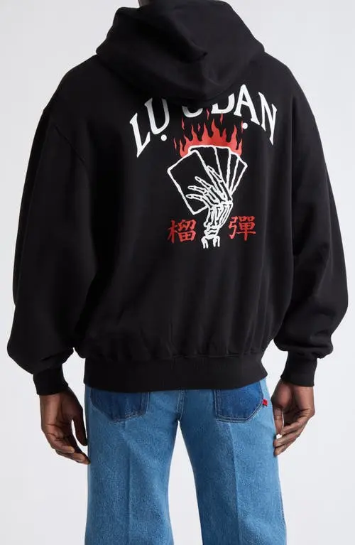 LU'U DAN Black Graphic Hoodie