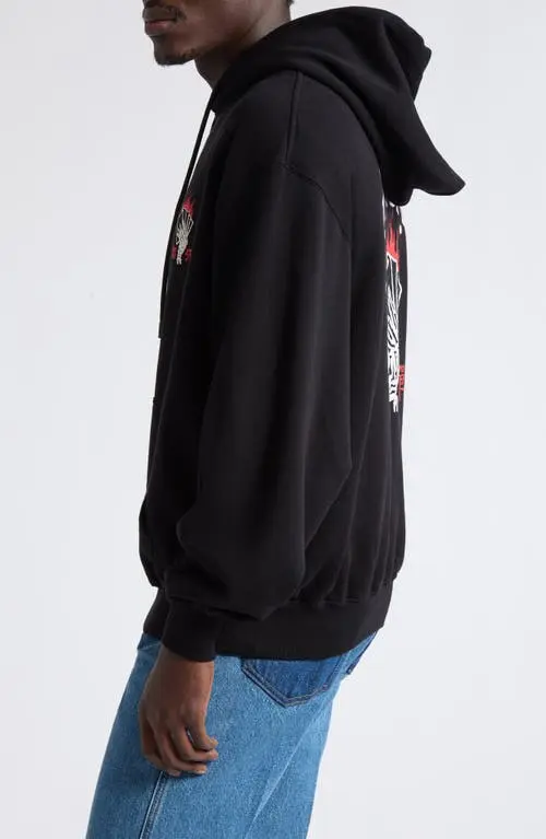LU'U DAN Black Graphic Hoodie