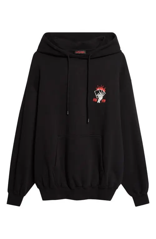 LU'U DAN Black Graphic Hoodie