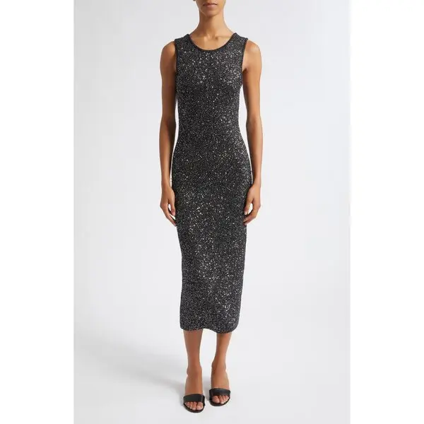 TOCCIN Cleo Sequin Midi Dress - Onyx