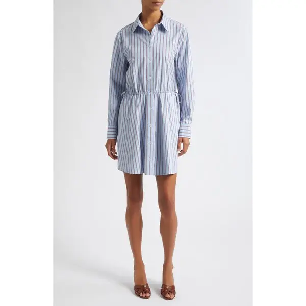 TOCCIN Kirby Striped Mini Shirt Dress - Sky Multi Stripe