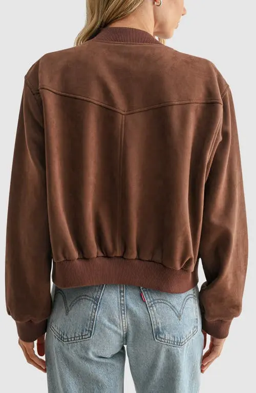 ALL IN FAVOR Faux Suede Bomber Jacket