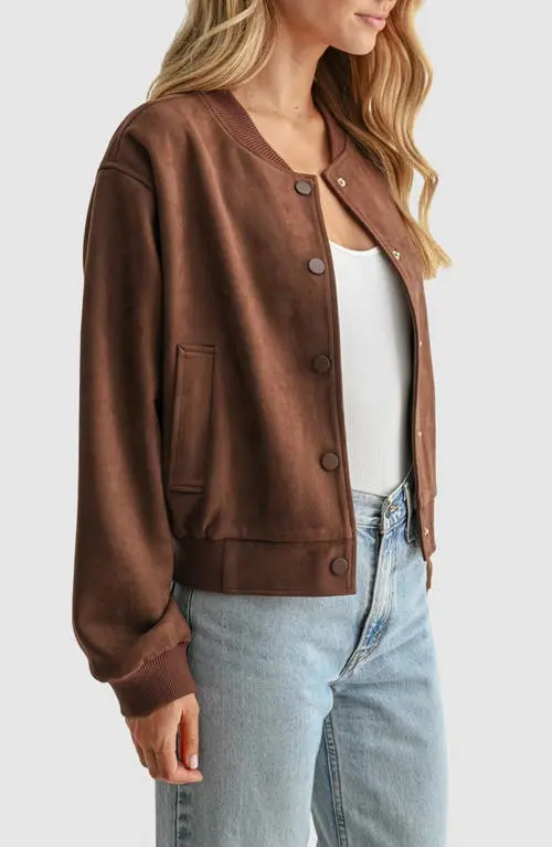 ALL IN FAVOR Faux Suede Bomber Jacket