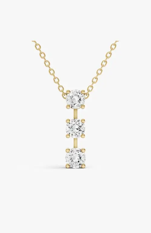 SEREIA OFFICIAL 10k Gold 0.5 Ct Round Lab-grown Diamond Three Stone Bar Pendant - Yellow Gold
