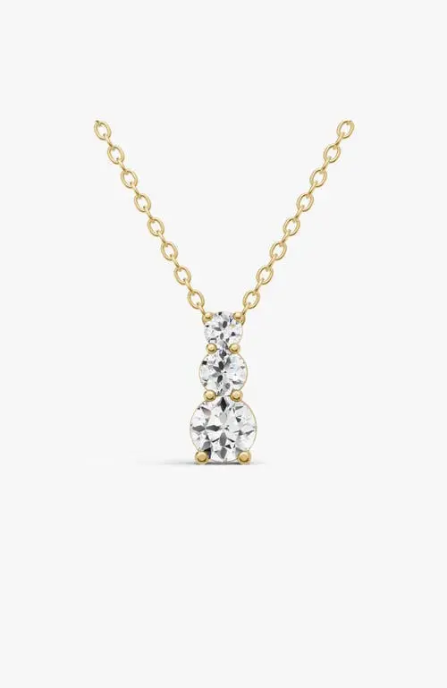 SEREIA OFFICIAL 14k Gold 1.5 Ct Round Lab Grown Diamond Three Stone Snow Hidden Bail Pendant - Yellow Gold