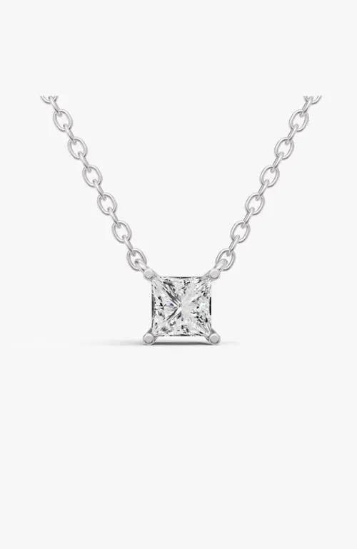 SEREIA OFFICIAL 14k 0.75 Ctw Lab-grown Princess Diamond Solitaire Pendant Necklace - White Gold
