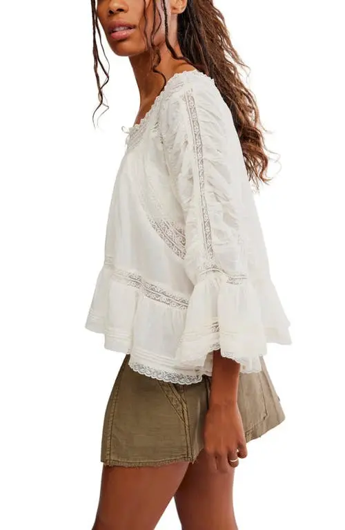 Free People Romantic Lace Detail Cotton Top