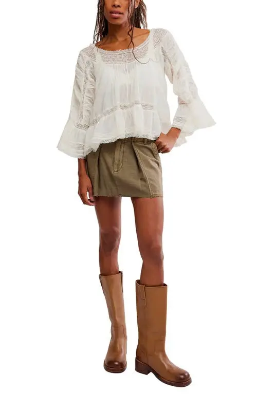 Free People Romantic Lace Detail Cotton Top