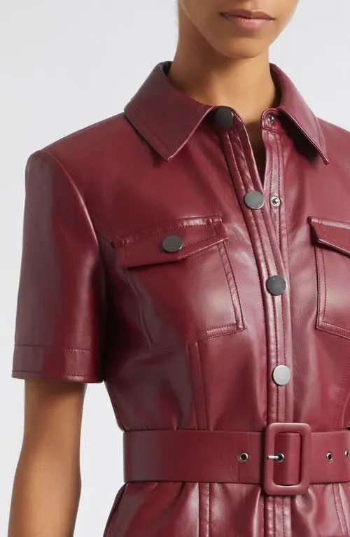 TOCCIN Lydia Faux Leather Snap Front Minidress