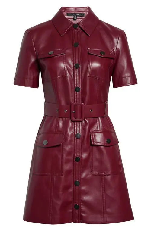 TOCCIN Lydia Faux Leather Snap Front Minidress