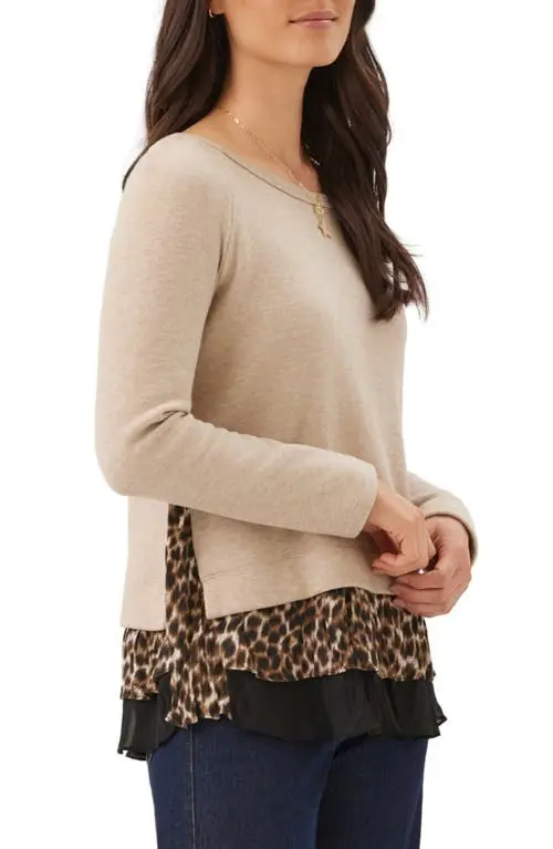 Karen Kane Layered Contrast Sweater - Light Tan
