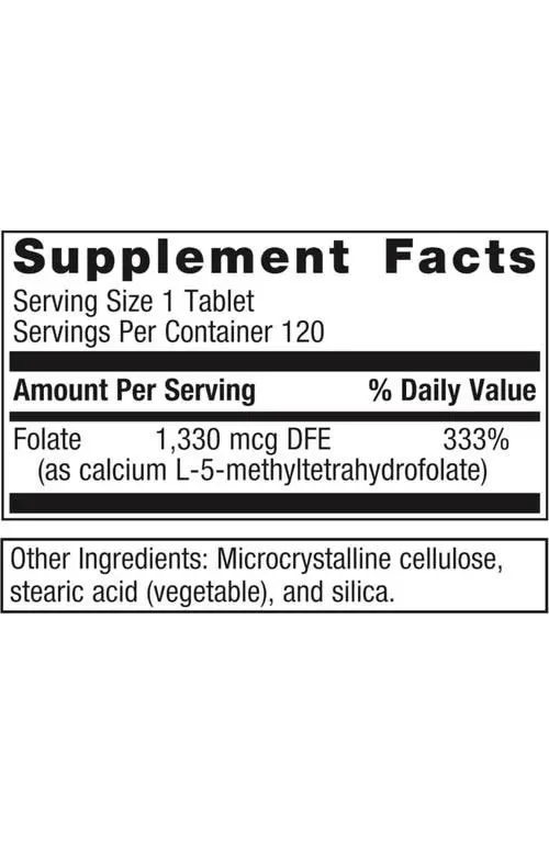 METAGENICS Folapro L-5-mthf Folate Methylation Support Supplement 120 Tablets