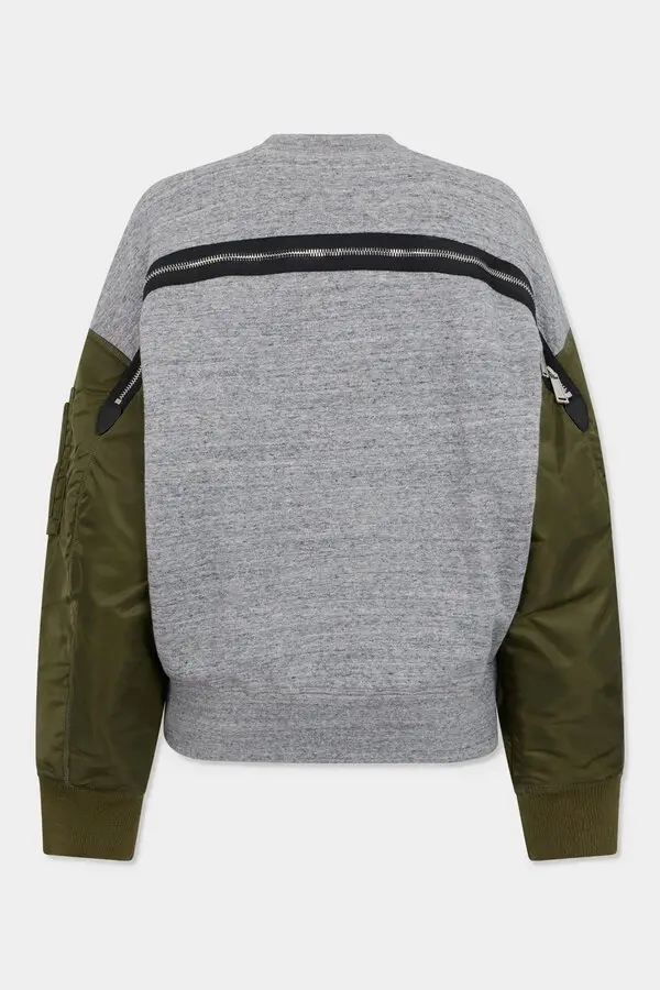 Dsquared2 Hybrid Melange Field Fit Crewneck With Nylon Sleeves