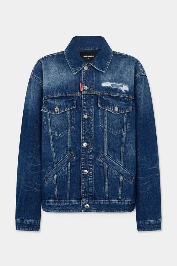 Dsquared2 Weathered Suede Oversized Trucker Jacket