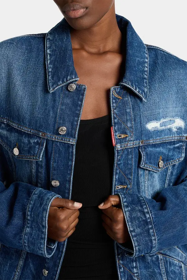 Dsquared2 Weathered Suede Oversized Trucker Jacket