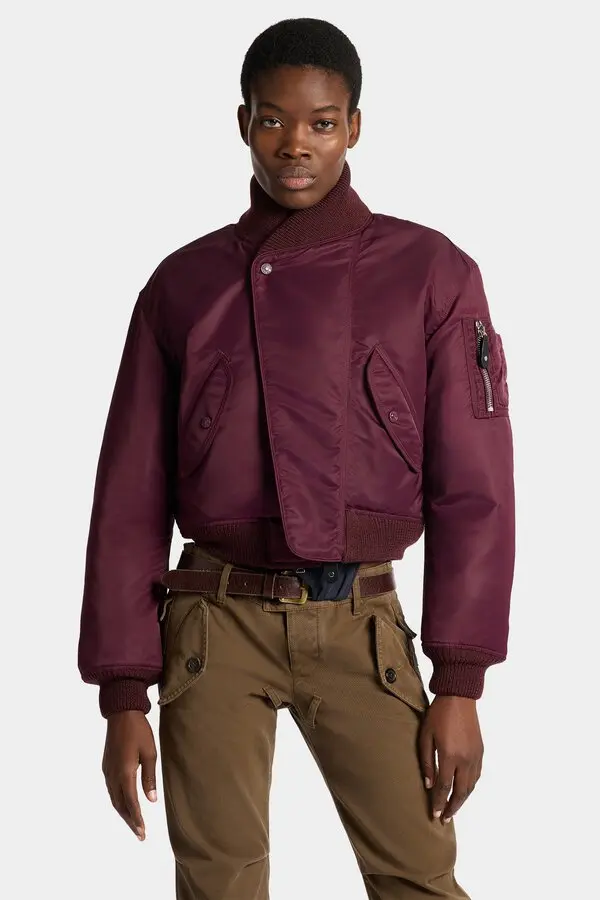 Dsquared2 Aviator Wash 80's Kiodo Bomber Jacket - Bordeaux