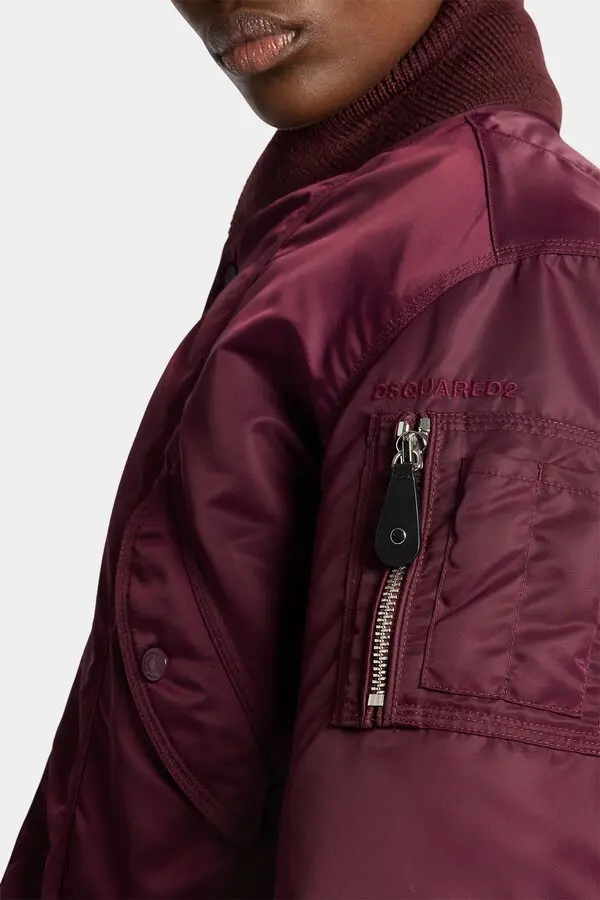Dsquared2 Aviator Wash 80's Kiodo Bomber Jacket - Bordeaux