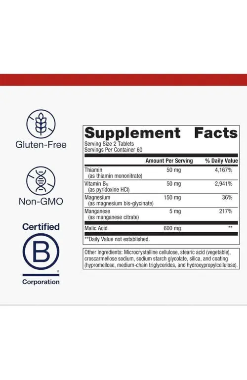 METAGENICS Fibroplex Magnesium Malic Acid B Vitamins Supplement 120 Tablets