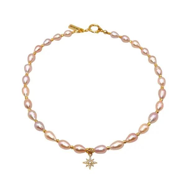 THE BULUMS The Sahara Signature Salmon Pearl Star Necklace - Pink