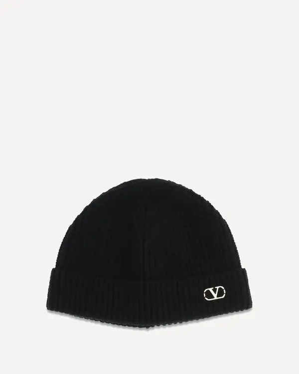 Valentino Garavani Vlogo Cashmere Beanie - Black