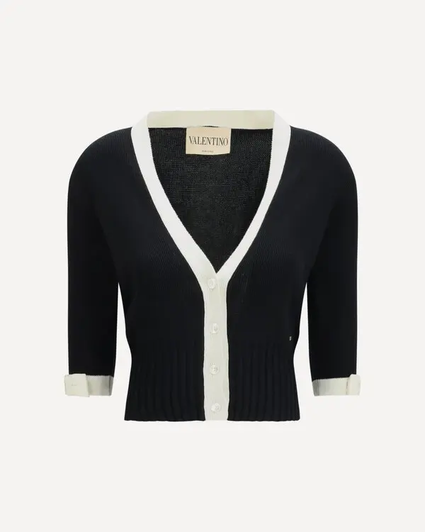 Valentino Garavani Bicolor V-neck Cardigan
