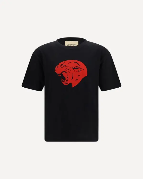Valentino Garavani Panther Cotton T-shirt Ale - Black