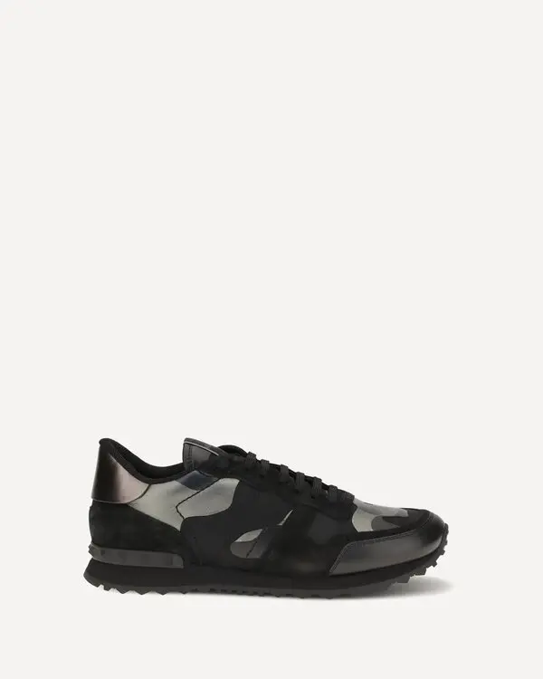 Valentino Garavani Rockrunner Camouflage Laminated Sneakers