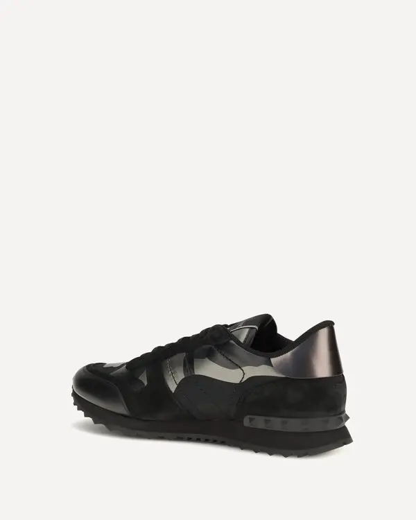 Valentino Garavani Rockrunner Camouflage Laminated Sneakers