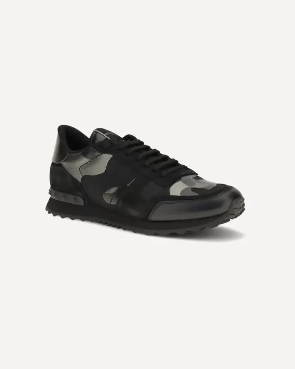 Valentino Garavani Rockrunner Camouflage Laminated Sneakers