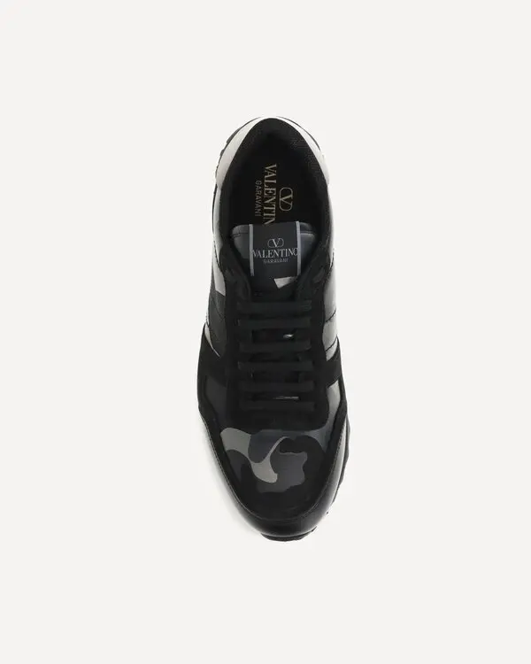 Valentino Garavani Rockrunner Camouflage Laminated Sneakers