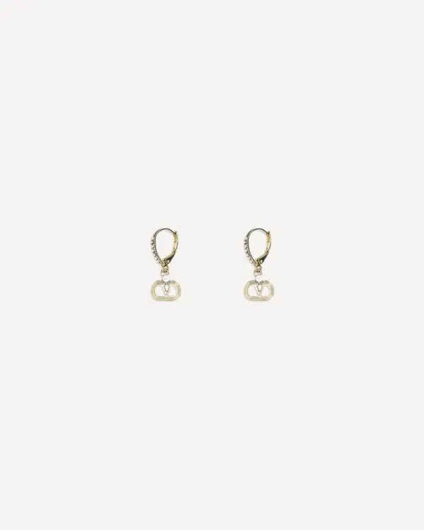 Valentino Garavani Ovalette Earrings In Metal And Swarovski Crystals - Gold