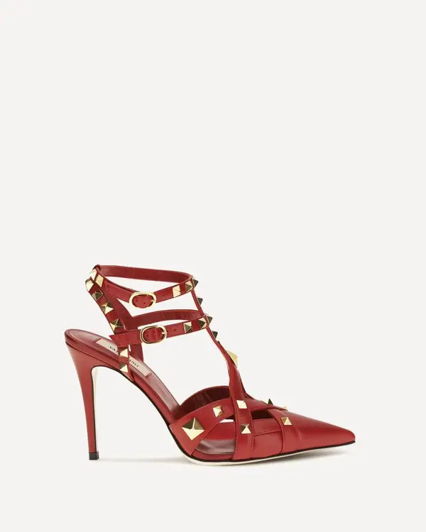 Valentino Garavani Studded Kidskin Décolleté Heels - Red
