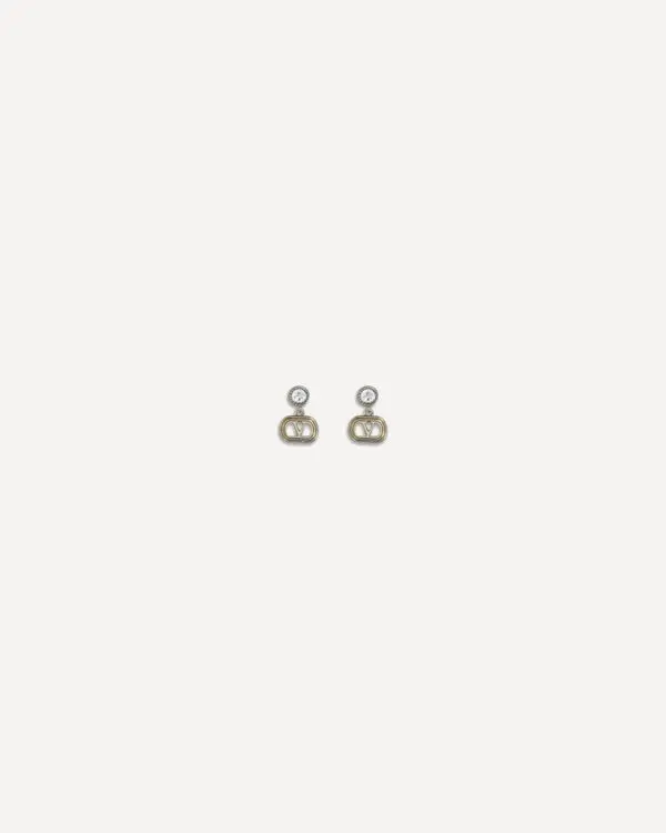 Valentino Garavani Ovalette Earrings In Metal And Swarovski Crystals - Gold
