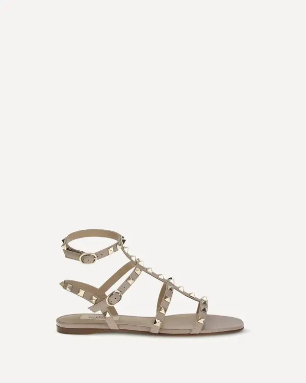Valentino Garavani Rockstud Leather Sandals - Beige