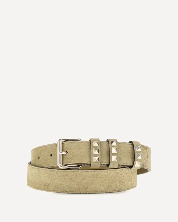 Valentino Garavani Rockstud Suede Belt - Beige