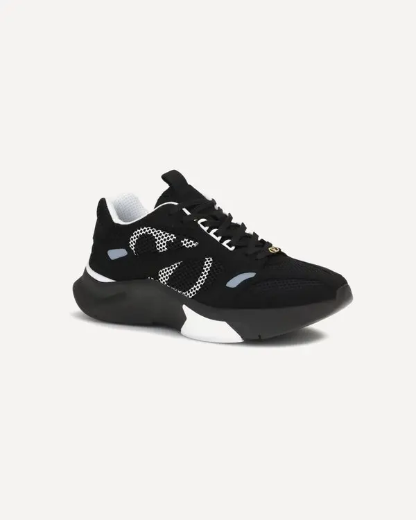 Valentino Garavani Demivee Mesh And Suede Low Top Sneakers - Black