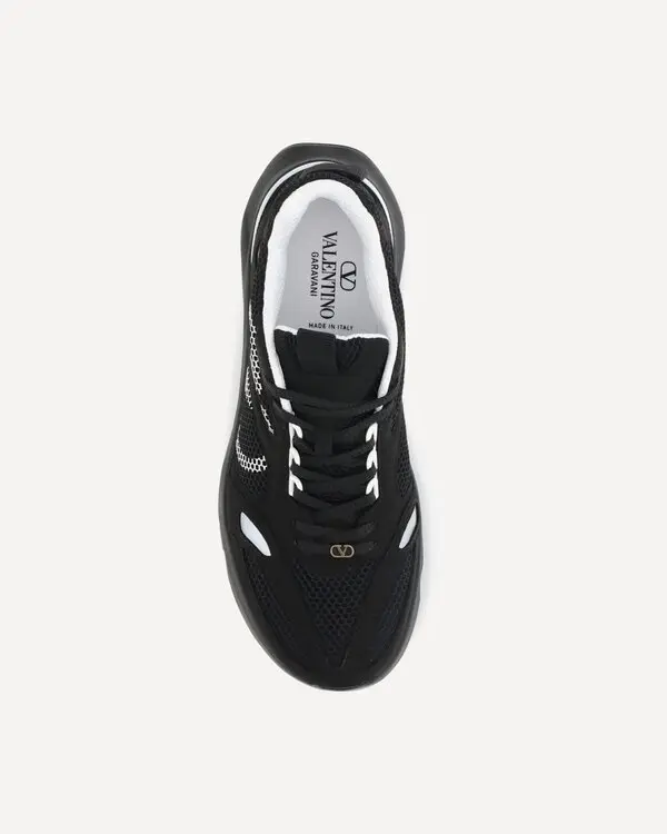 Valentino Garavani Demivee Mesh And Suede Low Top Sneakers - Black